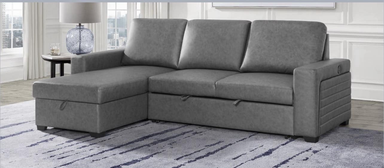 Pewter/Pebble Sleeper Sectional | Sun City Liquidation